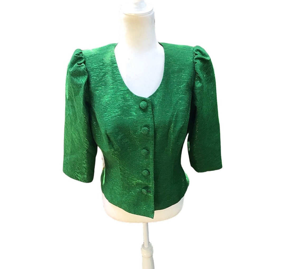 Vintage 1950s Cropped Metallic Green Jacket - Etsy