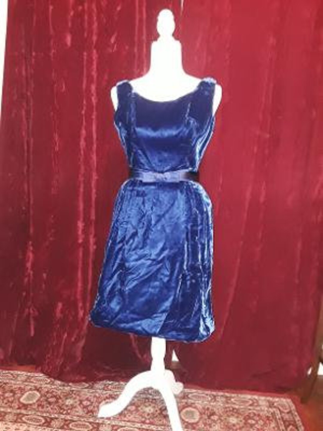 Vintage 1950s Blue Velvet Cocktail Dress - Etsy