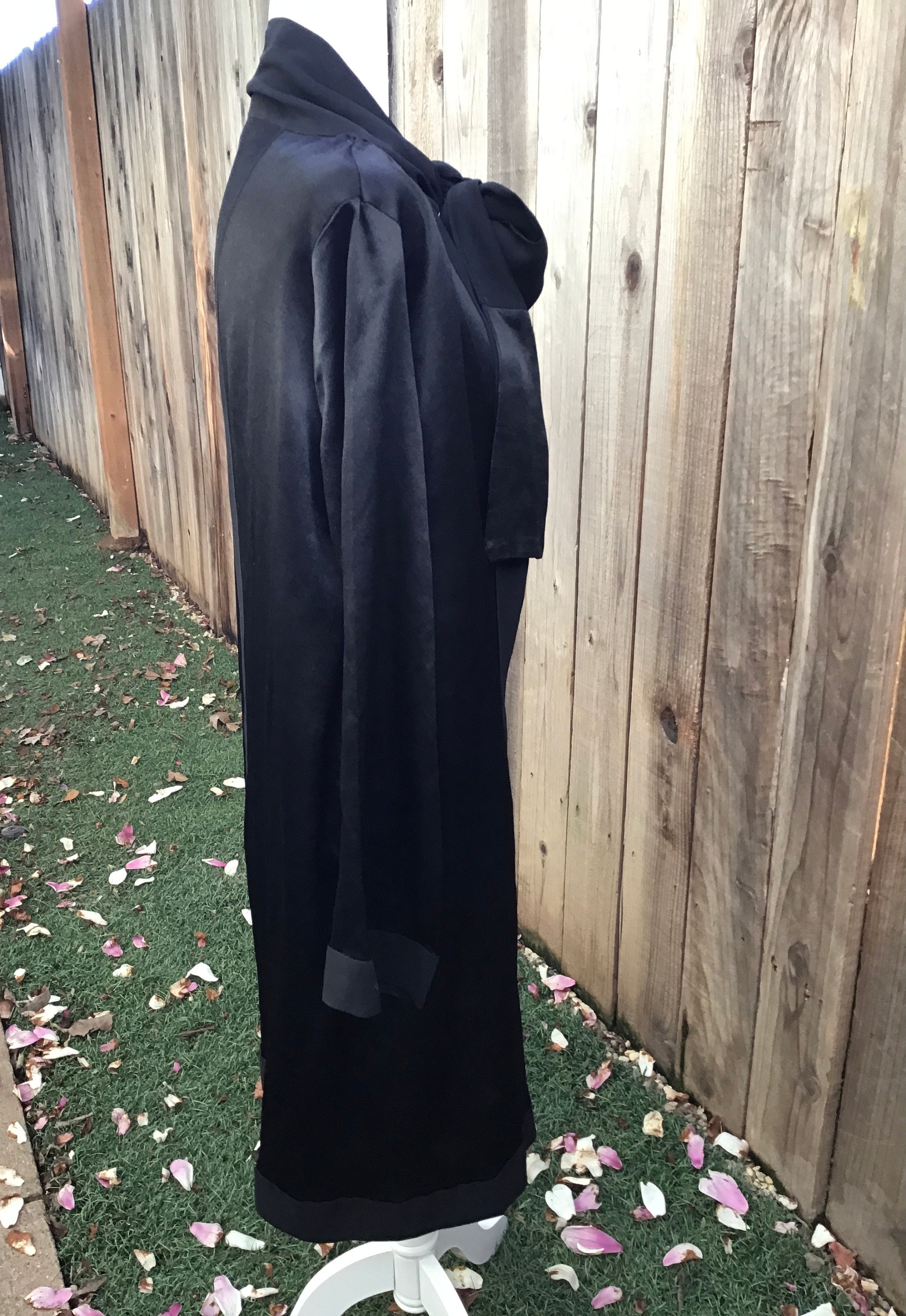 Art Deco Black Crepe-back Satin Duster Coat - Etsy