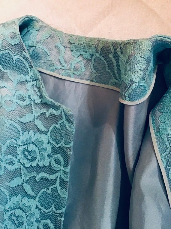 1960s Vintage Icy Blue Sheath Dress and Lace Jacket - Gem