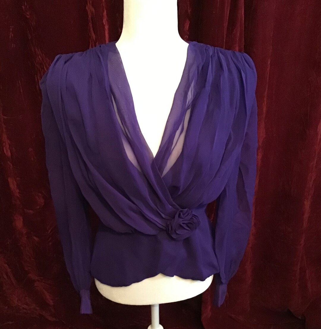 Vintage Purple Peplum Chiffon Blouse - Etsy