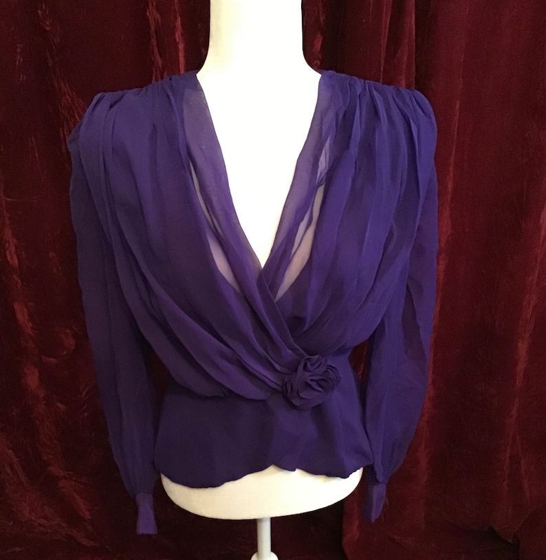Vintage Purple Peplum Chiffon Blouse - Etsy