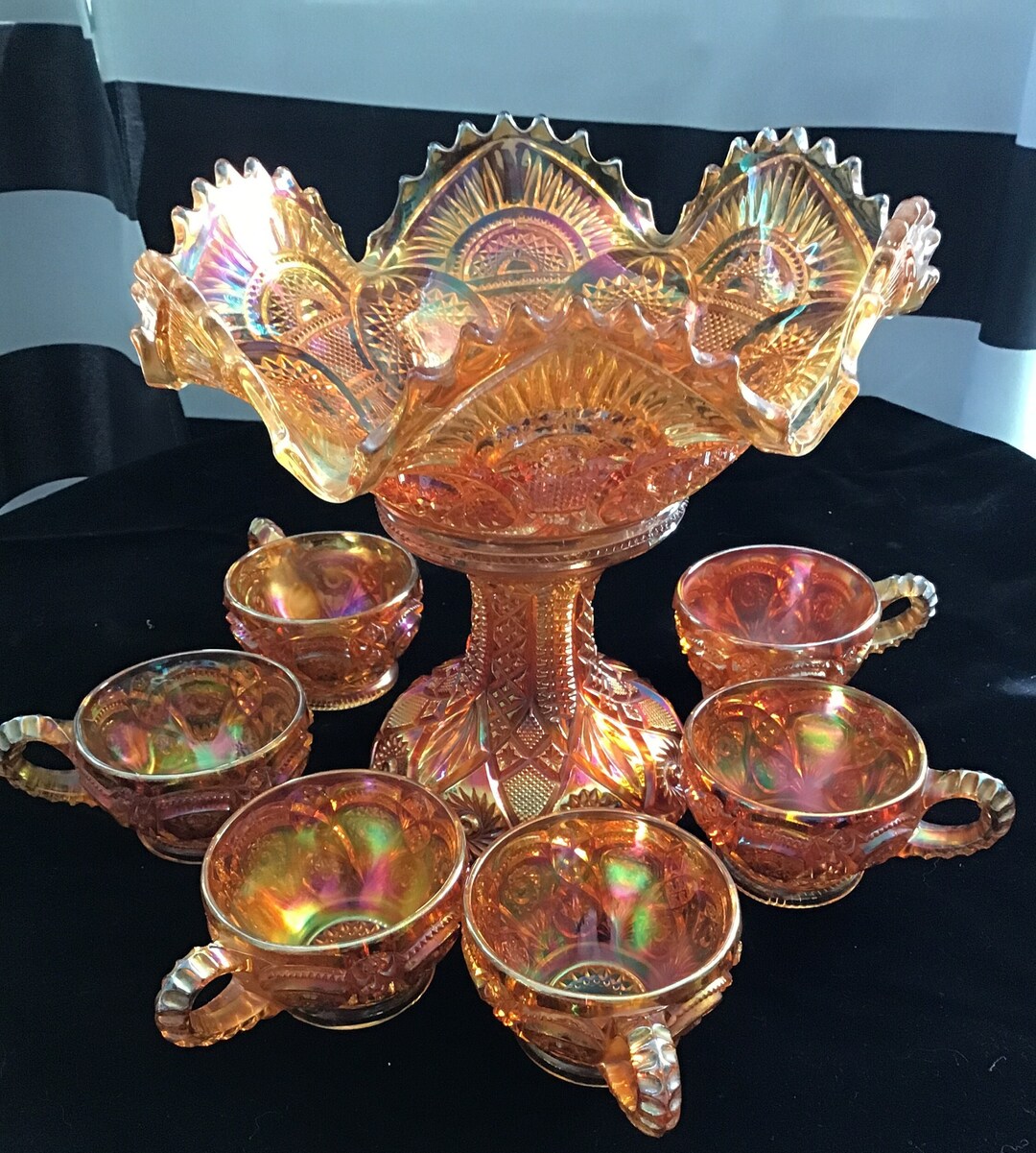 Imperial Glass Marigold Punch Bowl and Mugs - Etsy