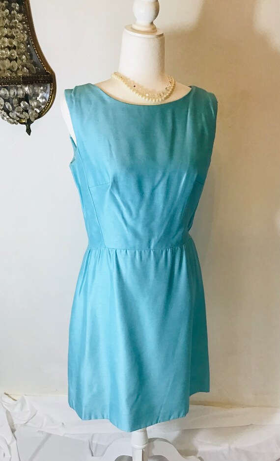 1960s Vintage Icy Blue Sheath Dress and Lace Jacket - Gem