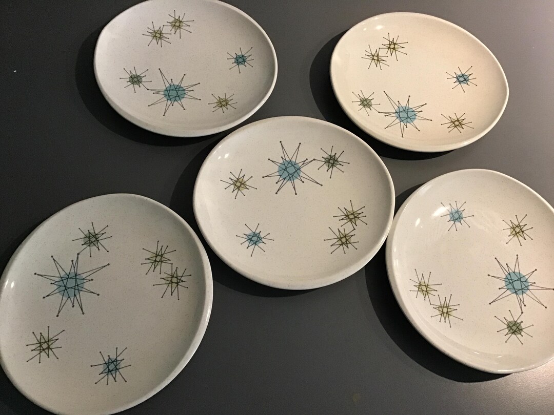 Vintage MCM Atomic Starburst Bread Plates - Etsy