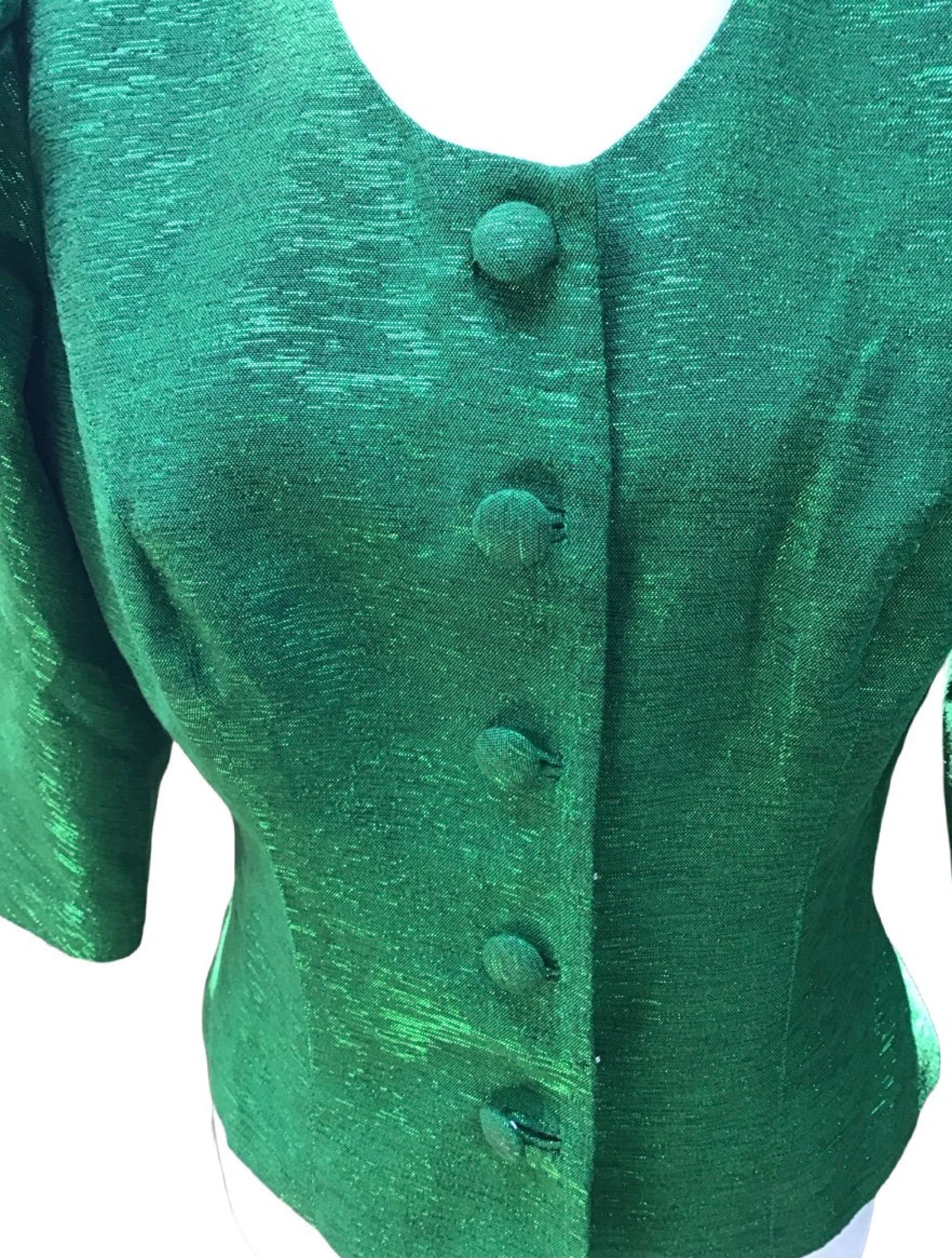 Vintage 1950s Cropped Metallic Green Jacket - Etsy