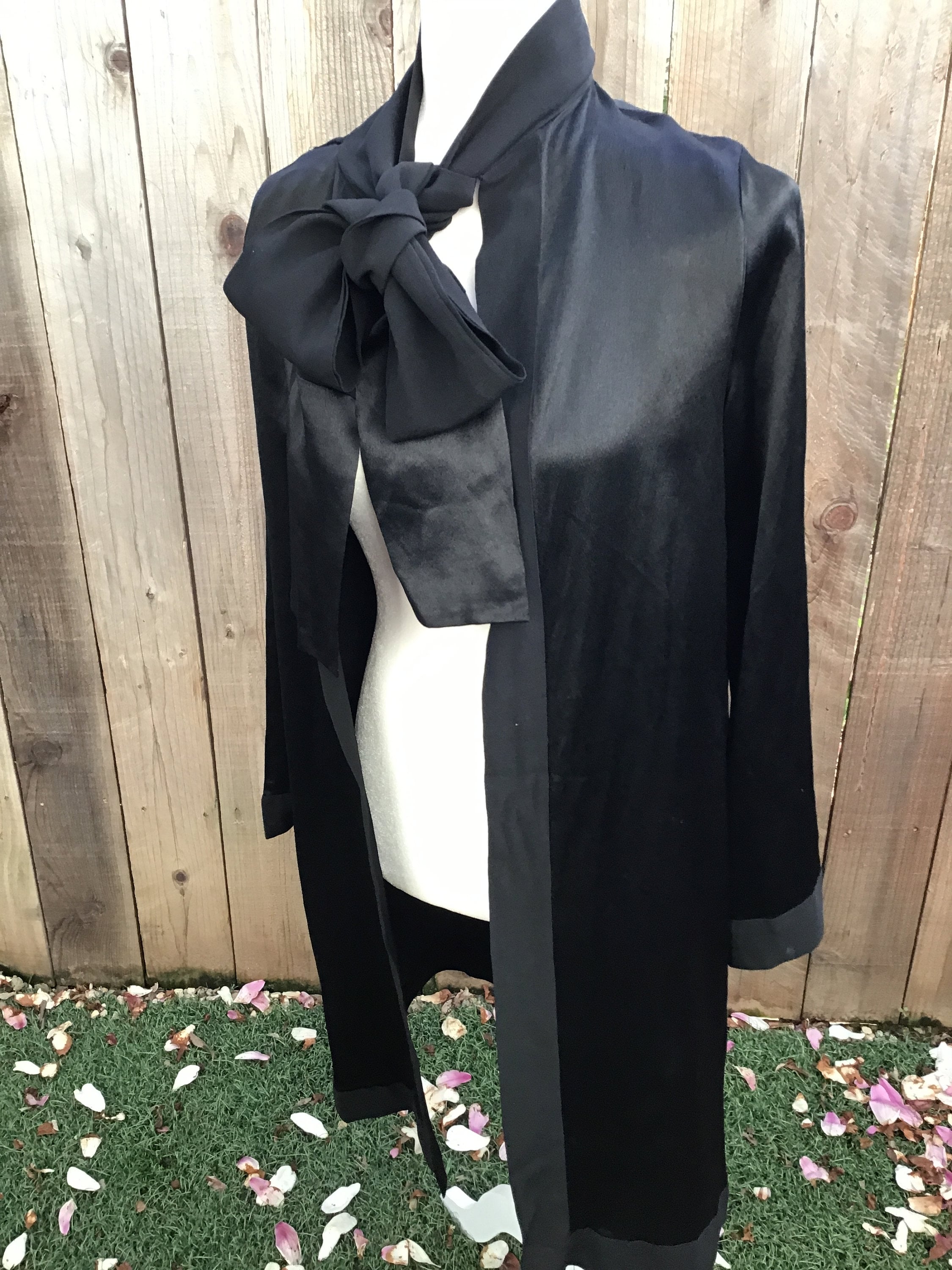 Art Deco Black Crepe-back Satin Duster Coat - Etsy