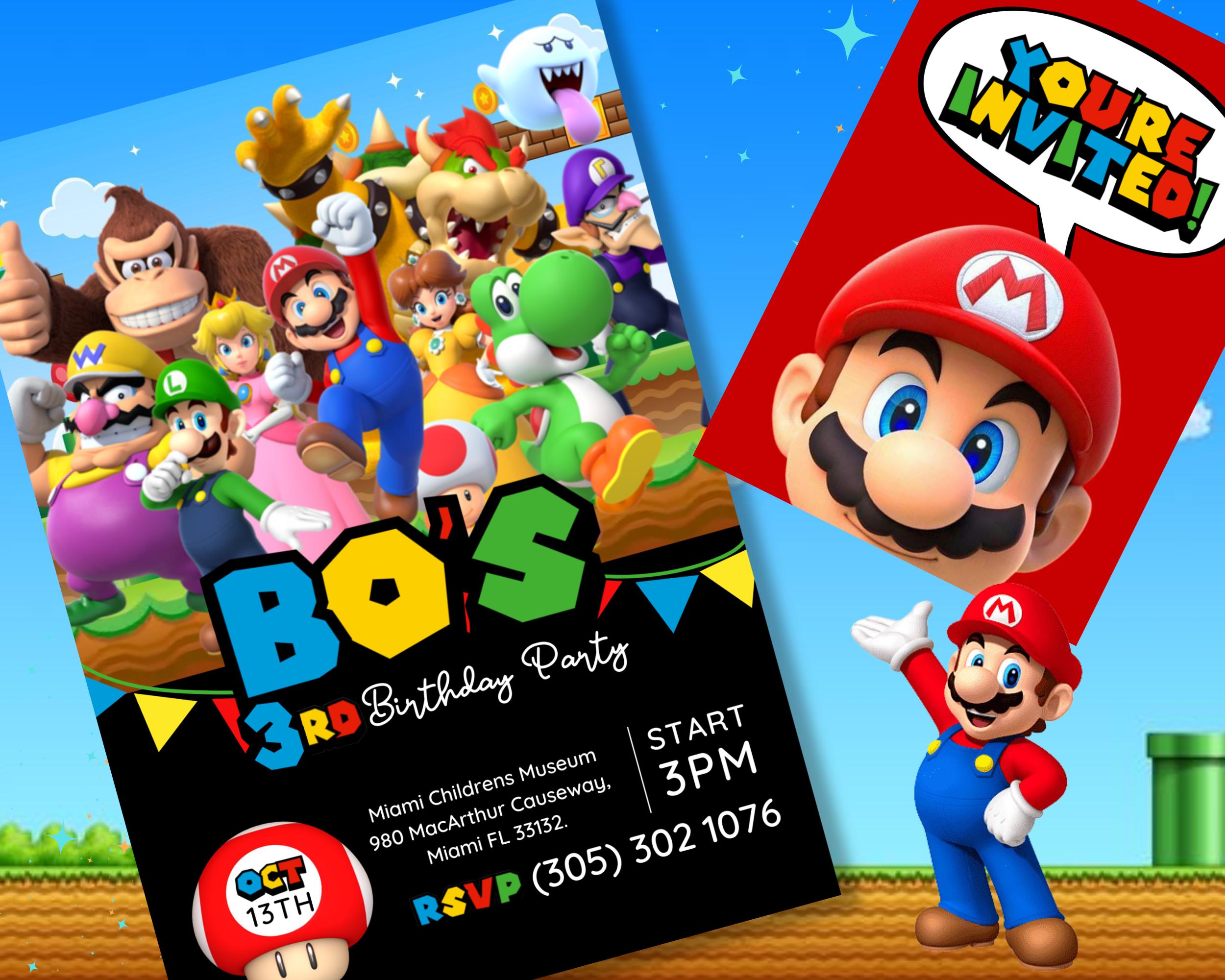 Super Mario Themed Birthday Party Invitations (5x7) (customizeable) - Etsy
