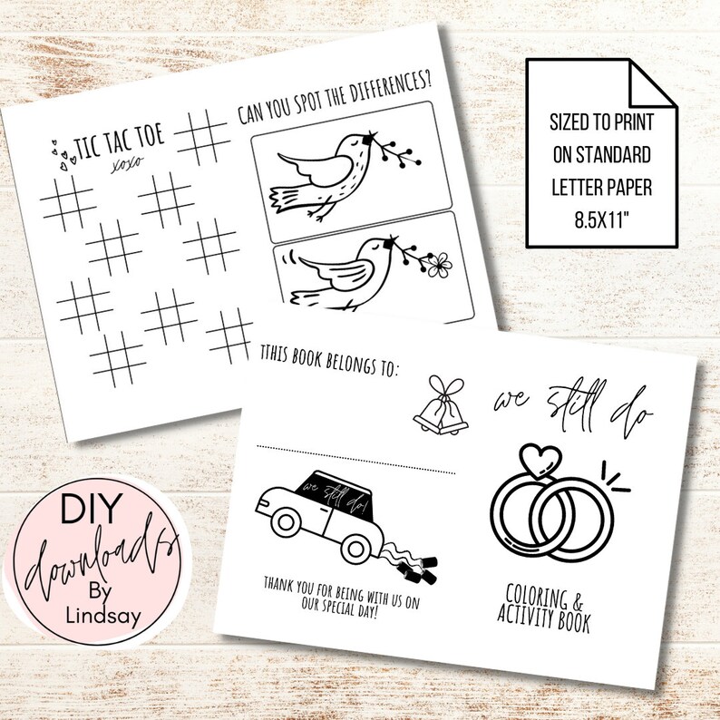Vow Renewal Kids Coloring & Activity Book - Printable Favor **INSTANT ...