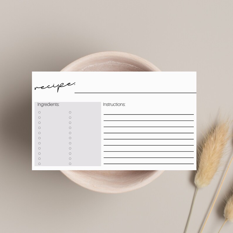 Custom Recipe Card | Recipe Cards Pdf | Rustic Recipe Cards | Recipe ...