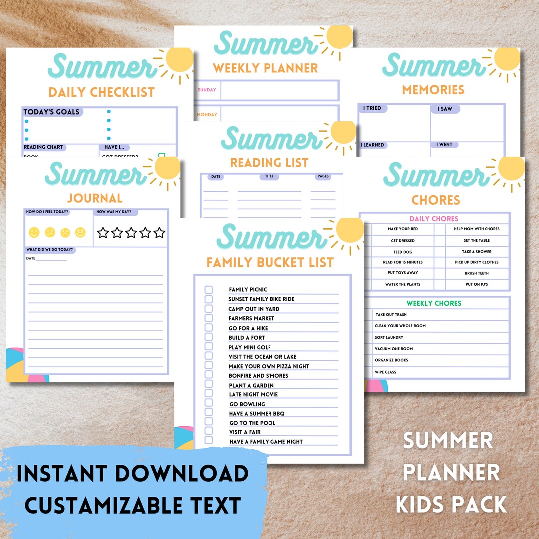 Summer Bucket List | Summer Calendar | Summer Checklist | Summer Chore ...