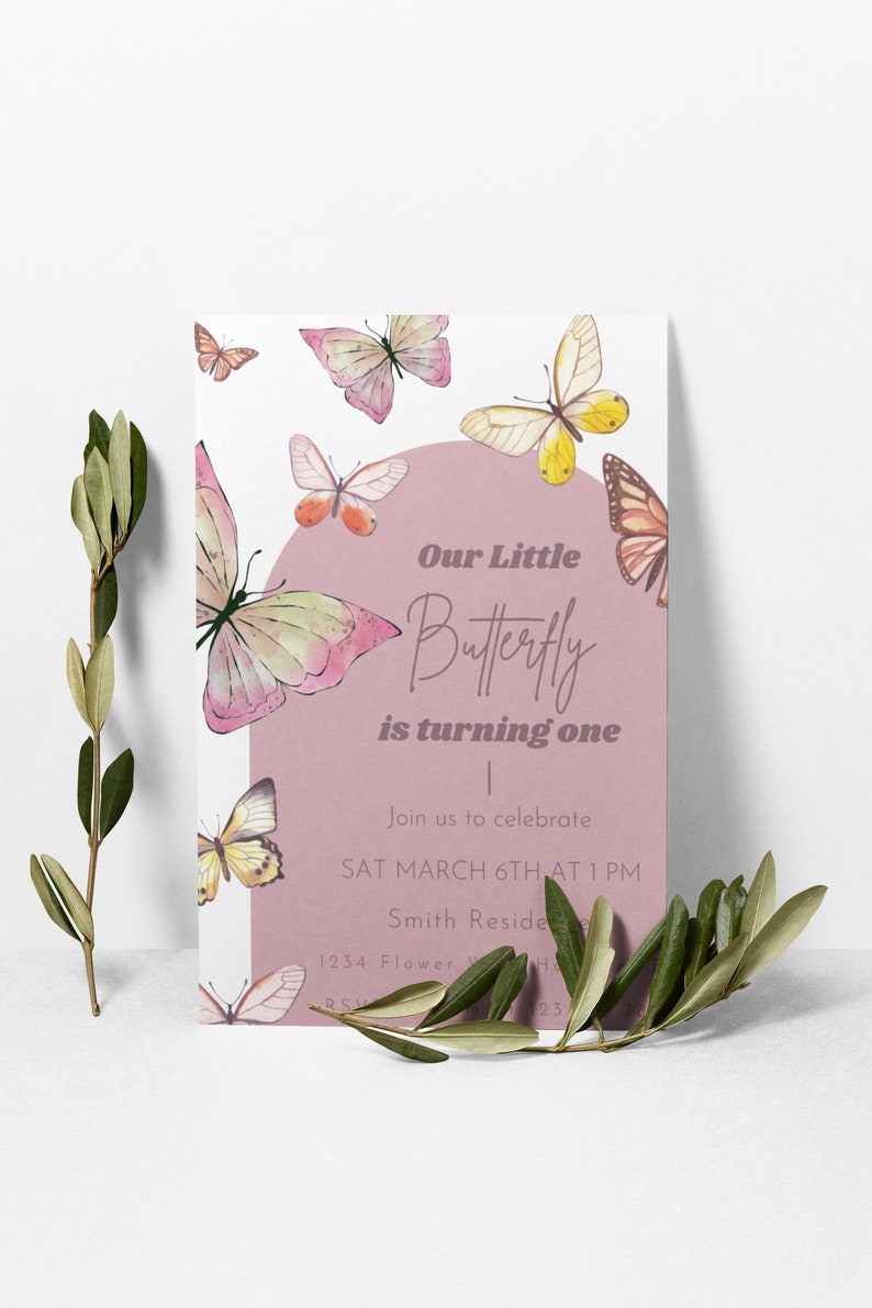 Elegant Butterfly Invite for Girls | Butterfly Invitation | Purple ...