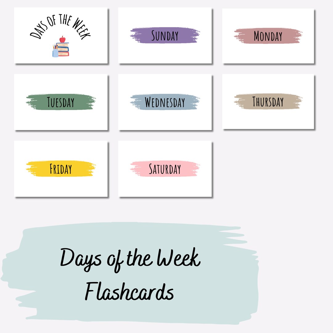 Days of the Week Flashcards | Preschool Flashcards | Toddler Flashcards ...