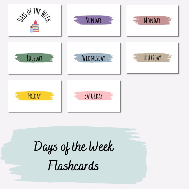 Days of the Week Flashcards | Preschool Flashcards | Toddler Flashcards ...