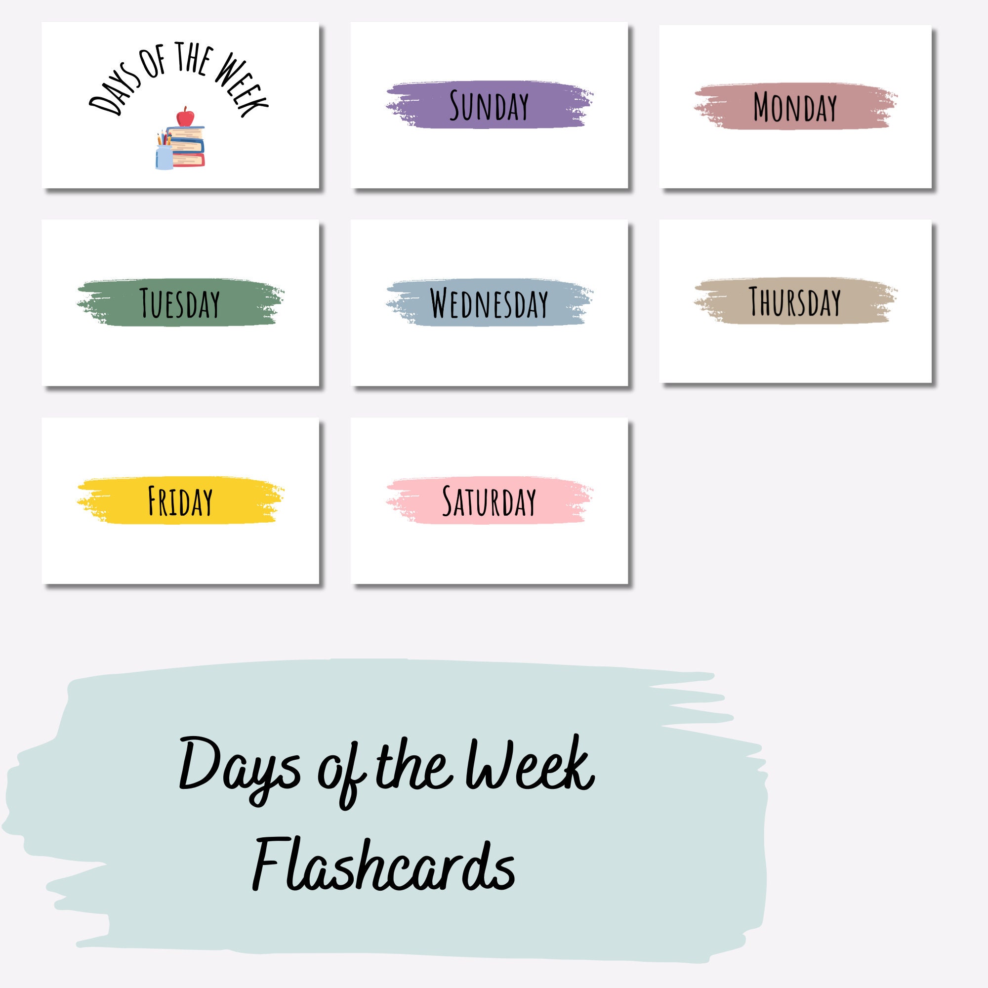 Days of the Week Flashcards | Preschool Flashcards | Toddler Flashcards ...