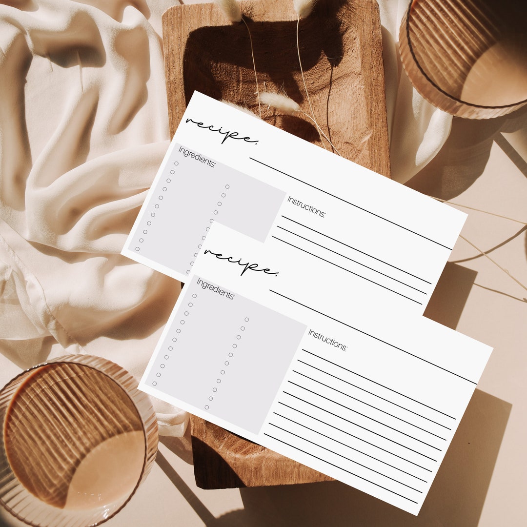 Custom Recipe Card | Recipe Cards Pdf | Rustic Recipe Cards | Recipe ...