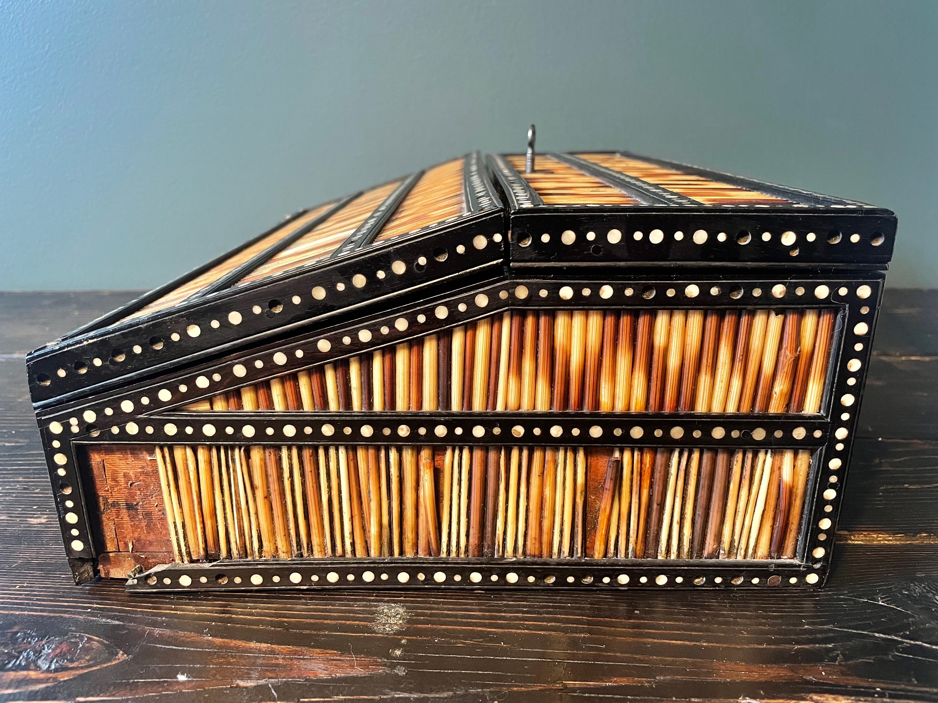 An Anglo-indian Porcupine Quill, Ebony and Bone Inlaid Writing Box ...