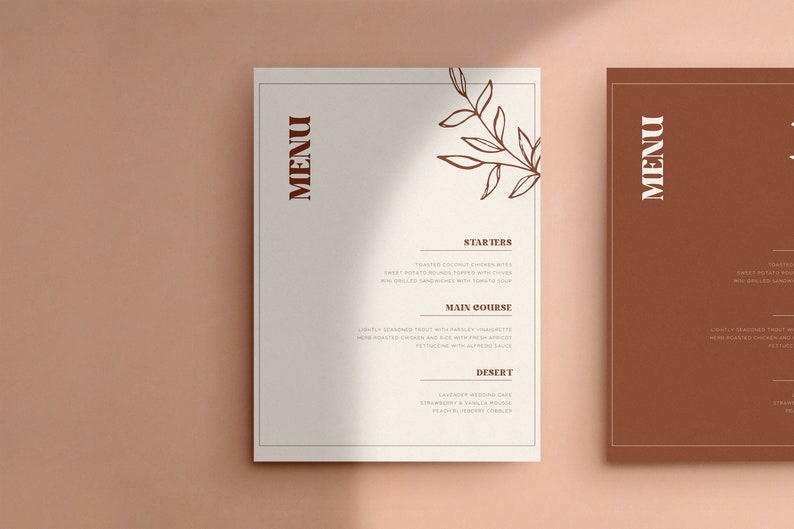 Canva Menu Template Restaurant/menu Cards/menu Wedding/custom - Etsy