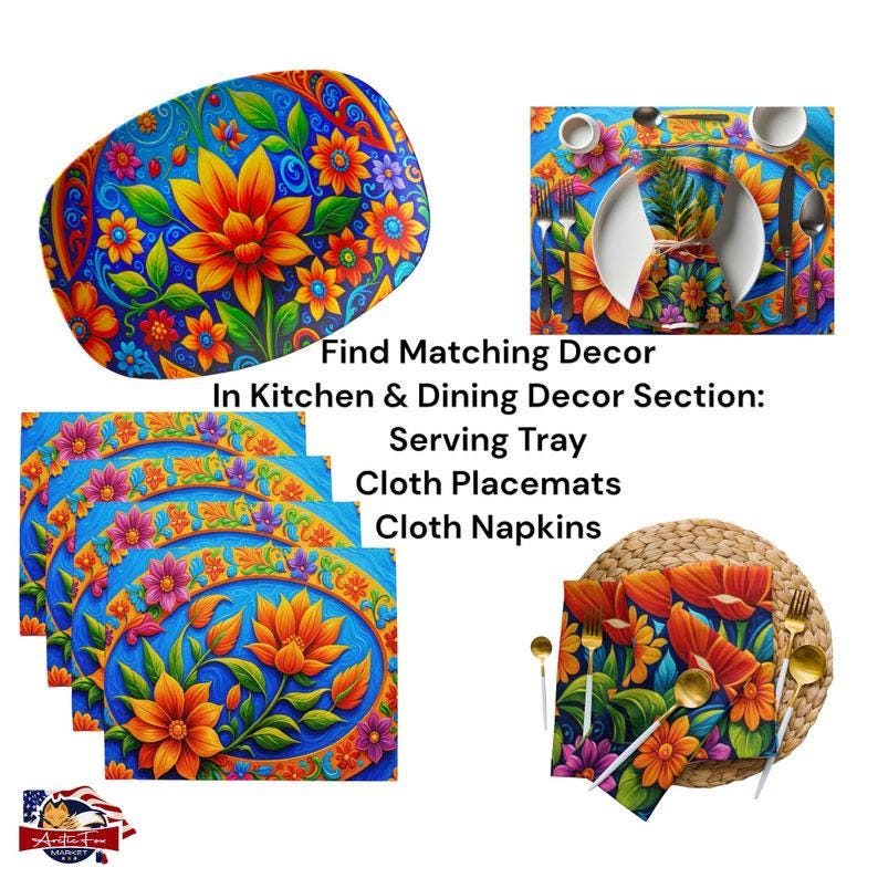 Mexican Heritage Inspired Cotton Placemats Reusable Dining Table Linens ...