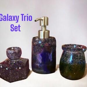 Galaxy Space Themed Vanity Tray Set Soap Dispenser Toothbrush Holder ...