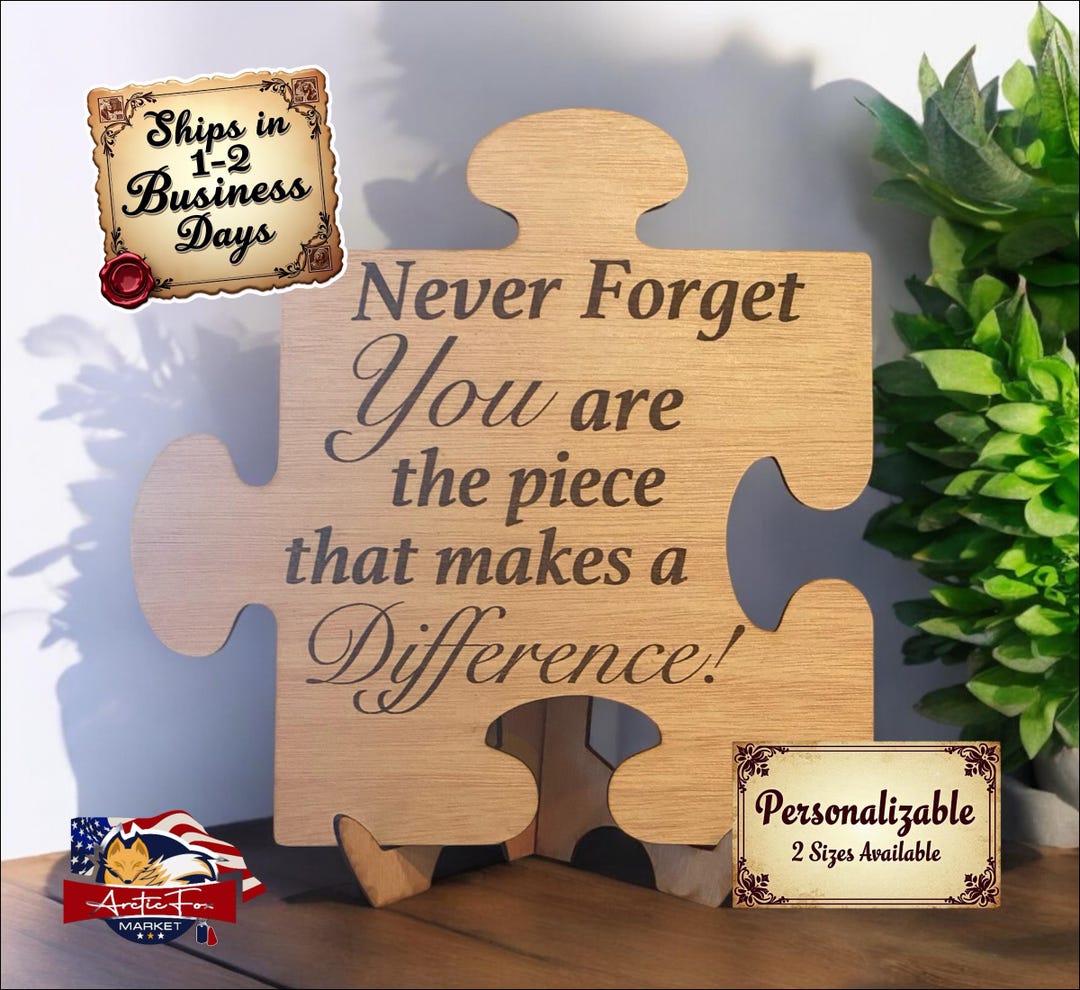 Personalized Wooden Keepsake Puzzle Piece With Custom Engraved Phrase ...