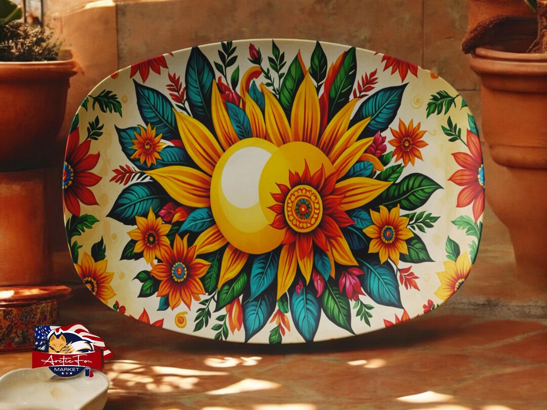 Spanish Heritage Serving Platter Large Floral Mexican Sun Design ...