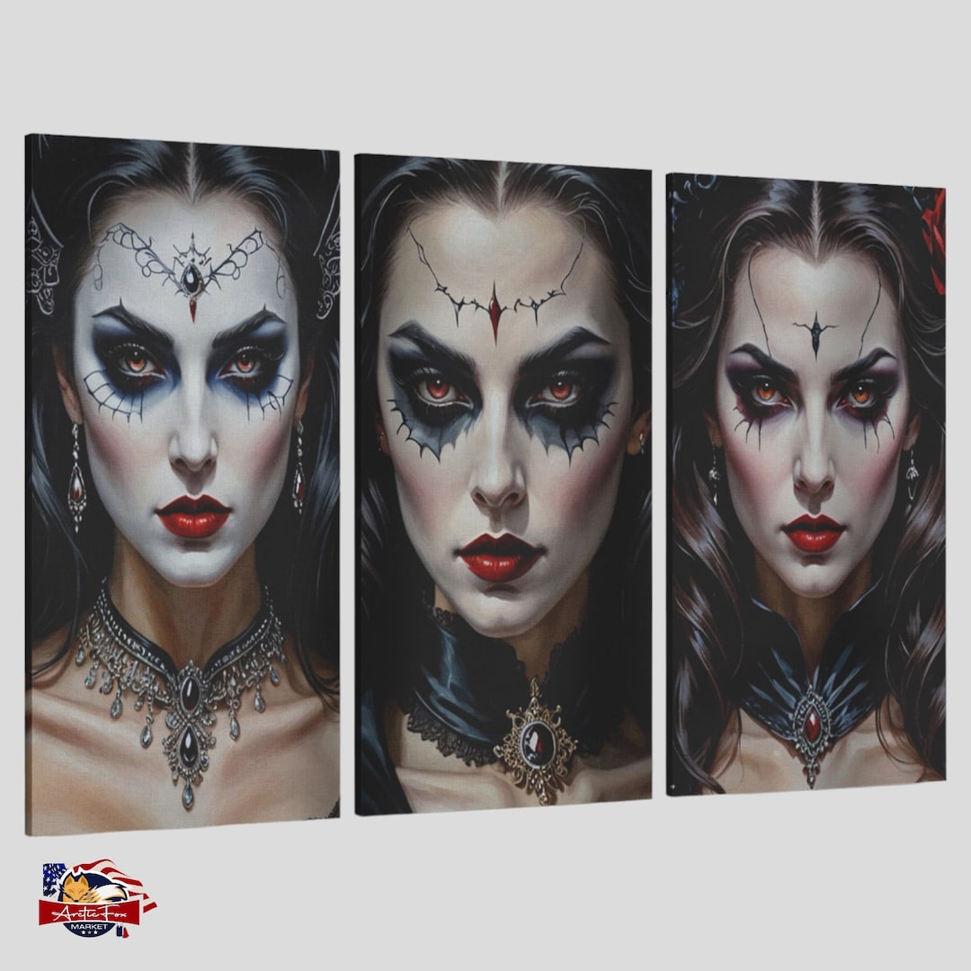 Eternal Darkness 3piece Vampiress Canvas Set Gothic Art for the True ...