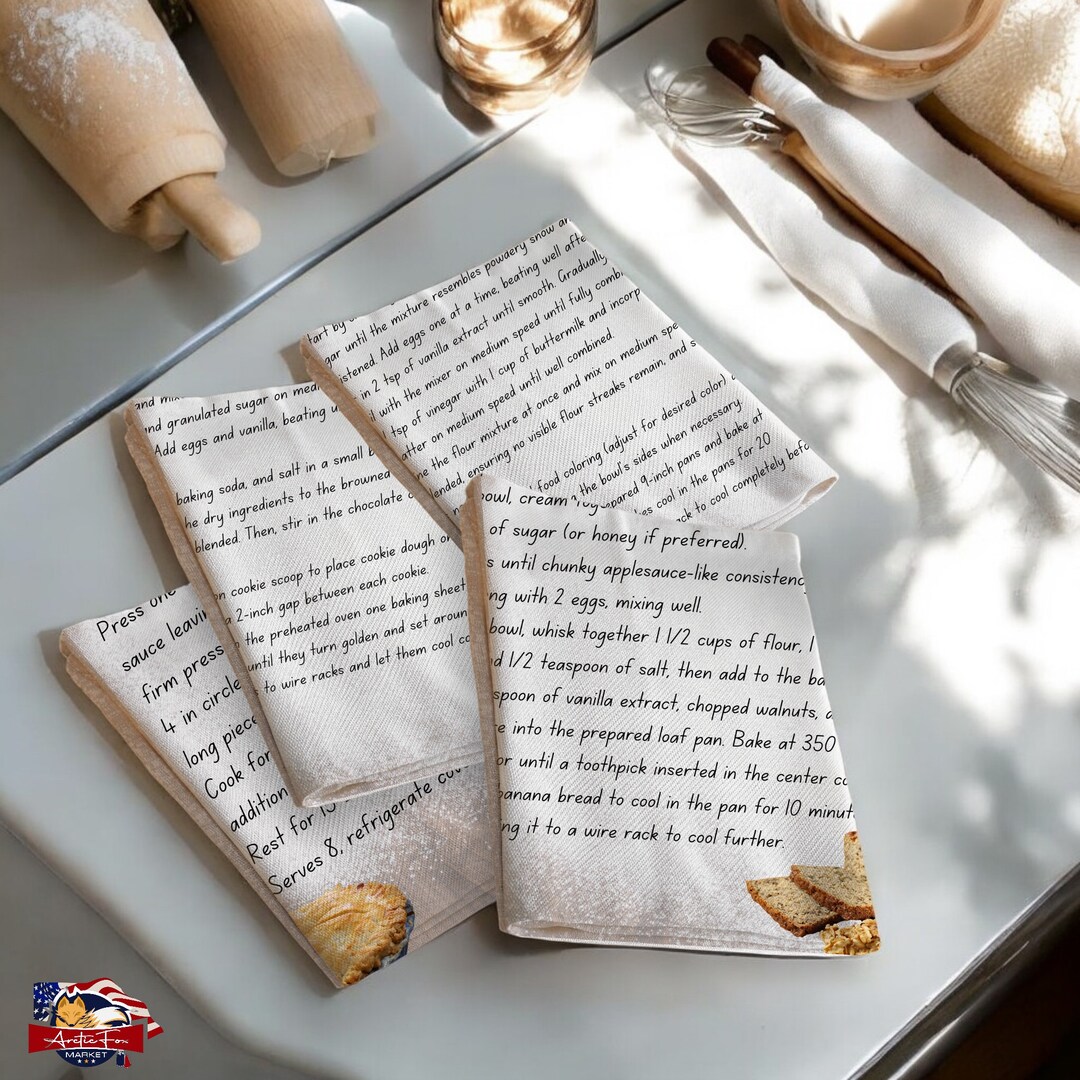 Handwritten Recipe Tea Towels Grandma's Classic Recipes Quick Dry ...