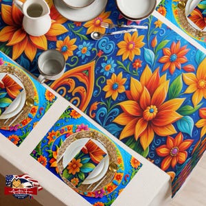 Vibrant Mexican Inspired Table Runner Bold Floral Kitchen Decor ...