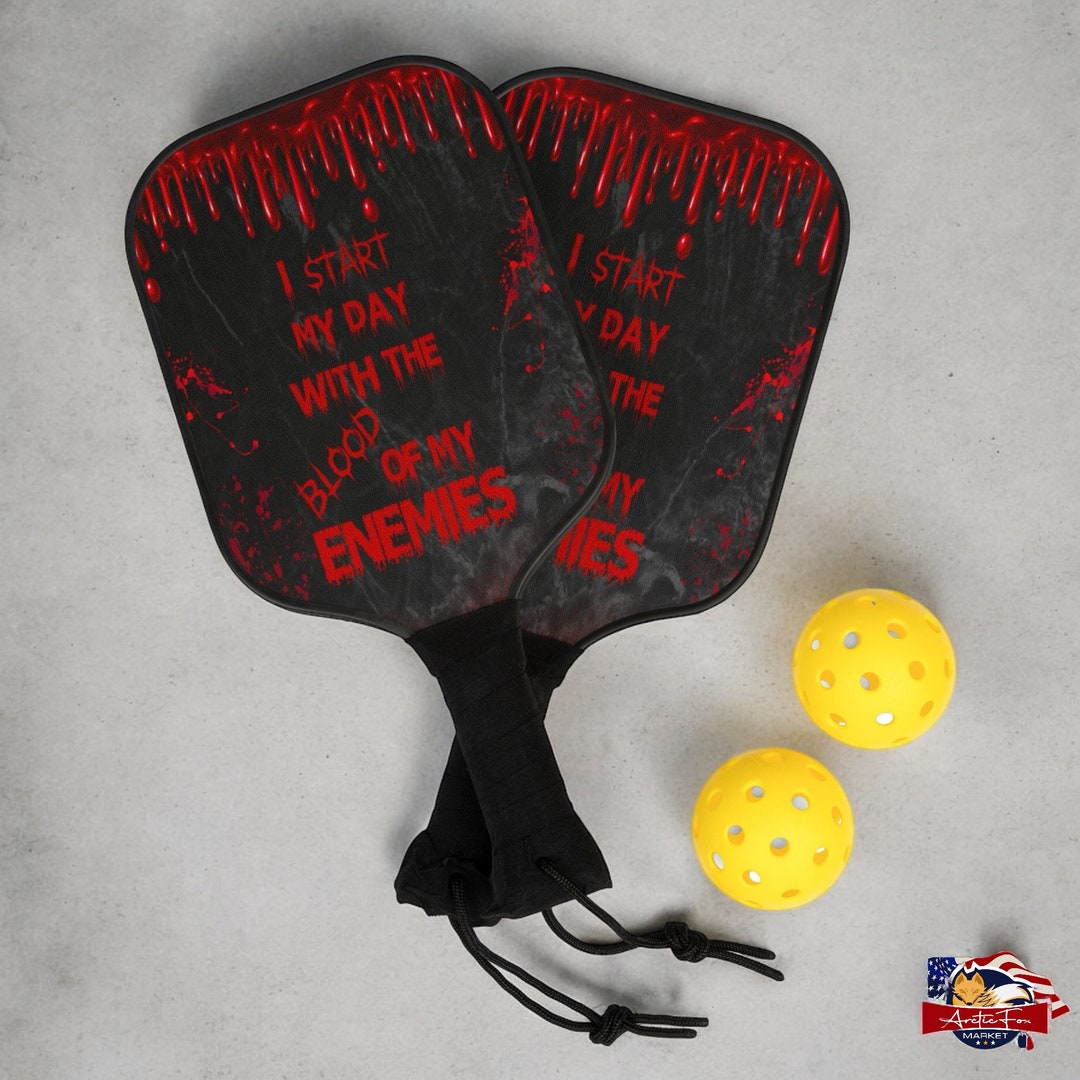 Horror Themed Pickleball Kit Funny Horror Design 2 Paddles & Balls With ...