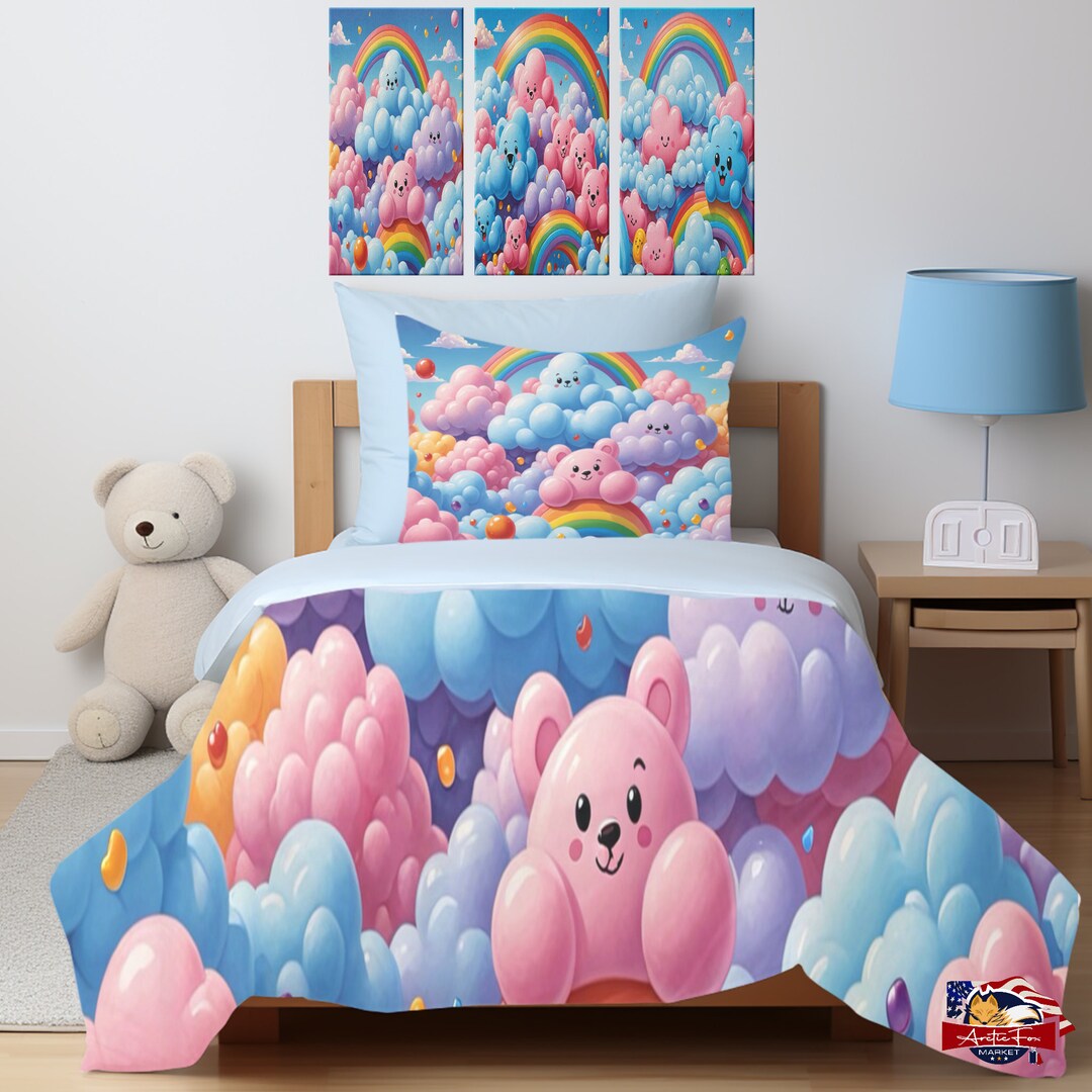 Whimsical Cotton Candy Clouds Bed Comforter Perfect for Kids Room ...