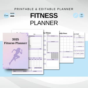 2025 Fitness Planner Editable Printable Workout Journal Track Goals ...