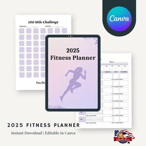 2025 Fitness Planner Editable Printable Workout Journal Track Goals ...