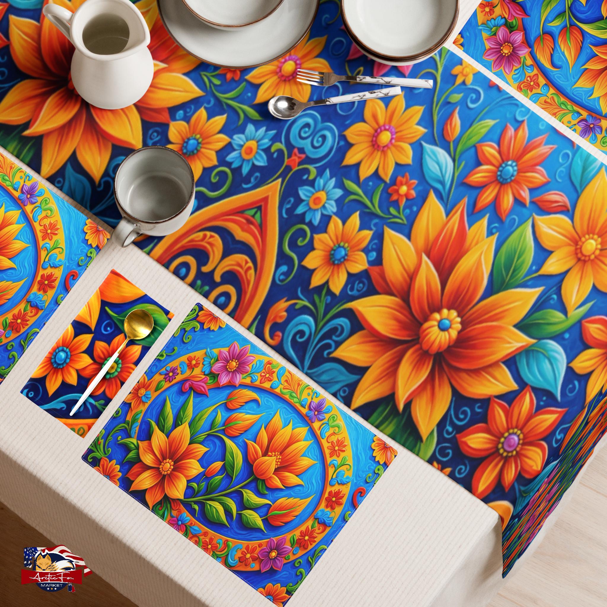 Mexican Heritage Inspired Cotton Placemats Reusable Dining Table Linens ...