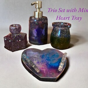 Galaxy Space Themed Vanity Tray Set Soap Dispenser Toothbrush Holder ...