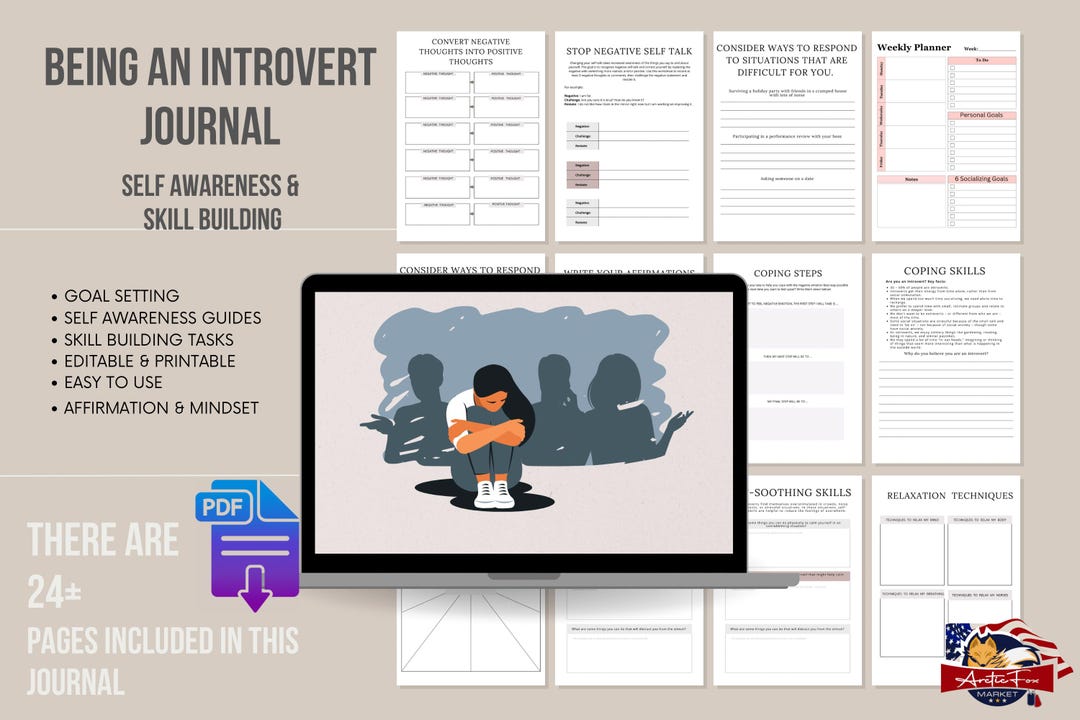 Introvert Journal Digital Download Self Awareness Social Skills Goal ...