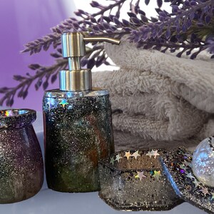 Galaxy Space Themed Vanity Tray Set, Soap Dispenser, Toothbrush Holder ...