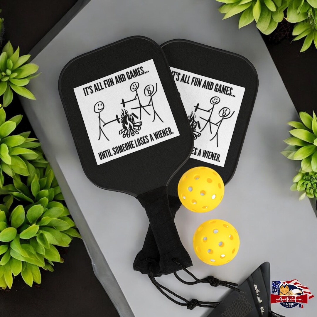 Funny Stick Figure Pickleball Paddle Kit 2 Paddles, 2 Balls, Easy Carry ...