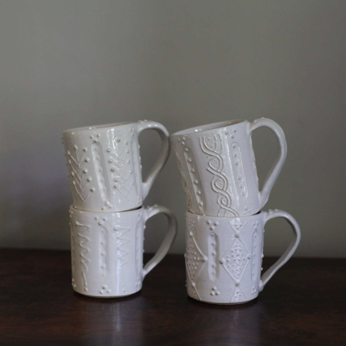 Aran Knit Mug in Stoneware, White Stoneware, Ceramic, Handbuilt, Irish ...