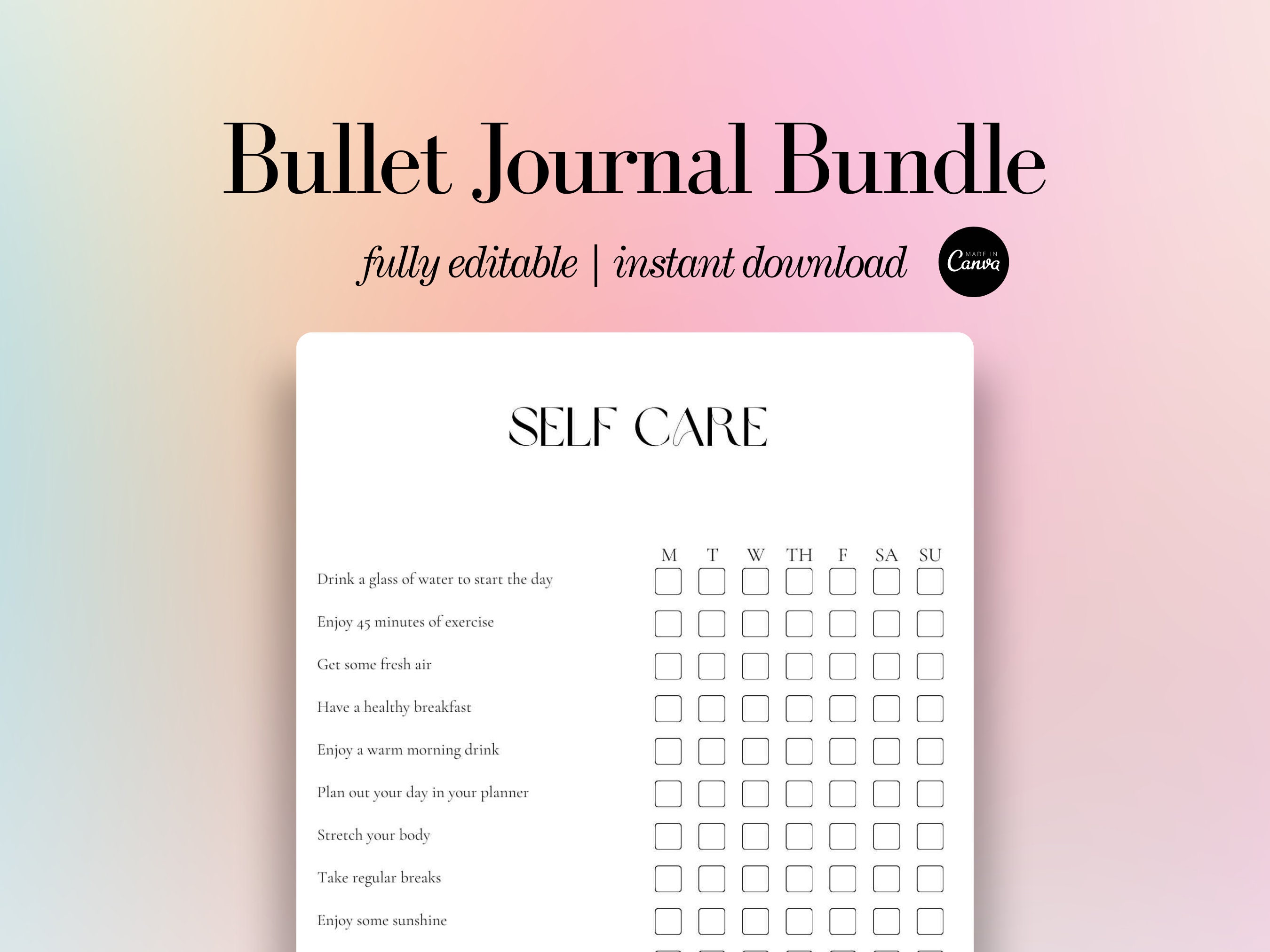 Undated Bullet Journal Bundle, Bullet Journal Printables, Premade Bujo ...
