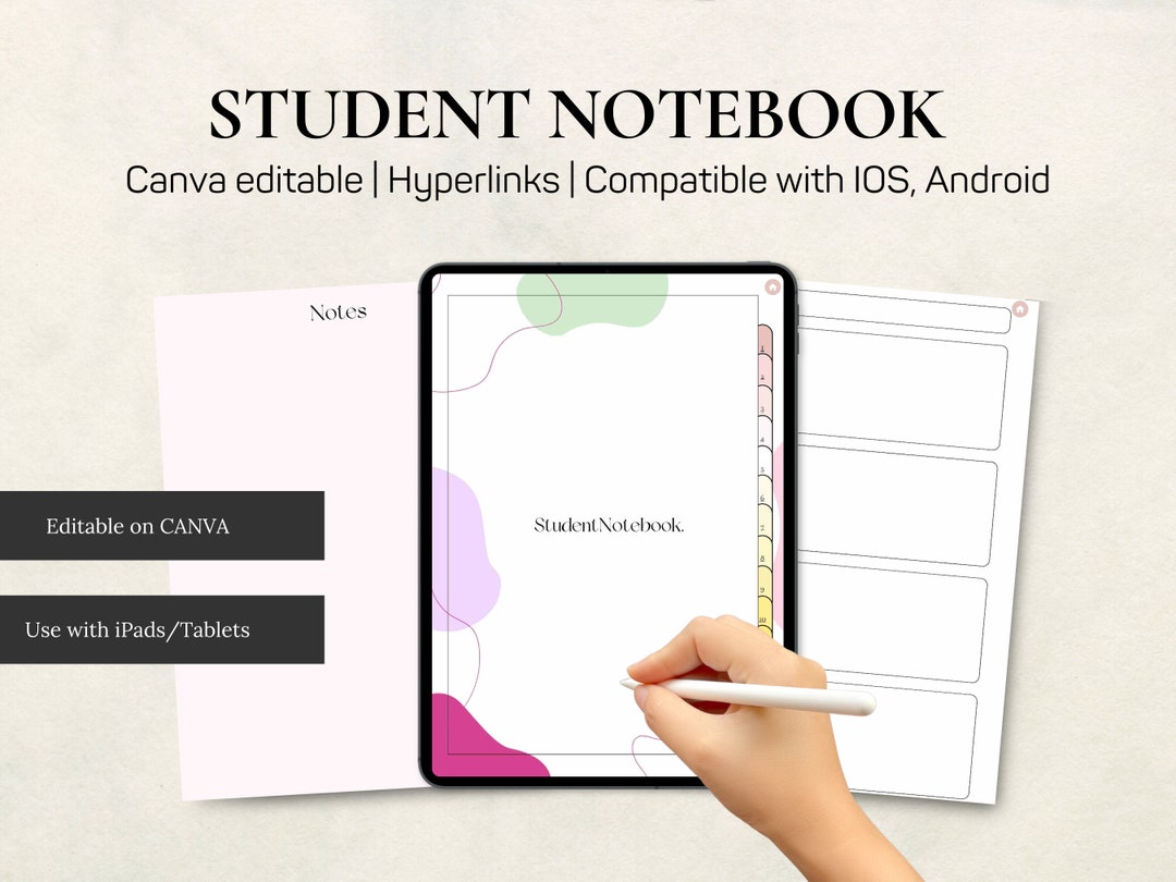 Student Digital Notebook, Portrait Digital Student Notebook With ...