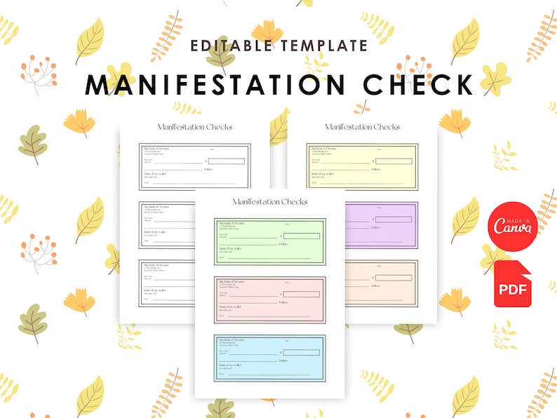 Manifestation Checks, Vision Board Checks, Vision Board Printables ...