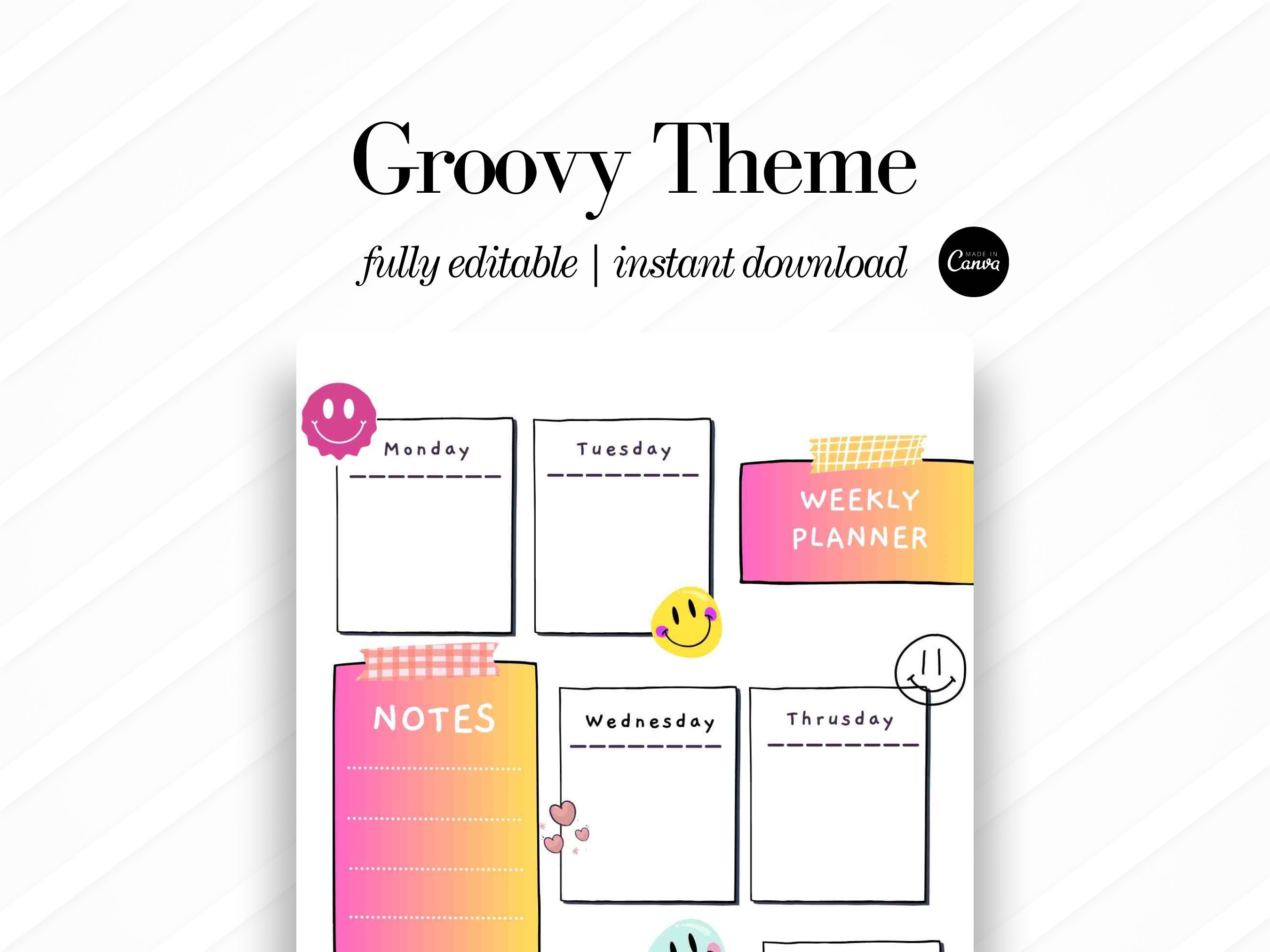 Groovy Bullet Journal, Bullet Journal Printables, Premade Bujo Template ...