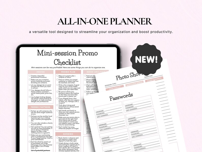 ALL-IN-ONE Photography Planner, Printable Photographer Planner ...