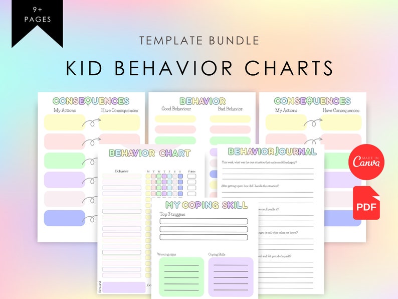 Kids Behavior Chart, Editable Behavior Tracker for Kids, Good Behavior ...
