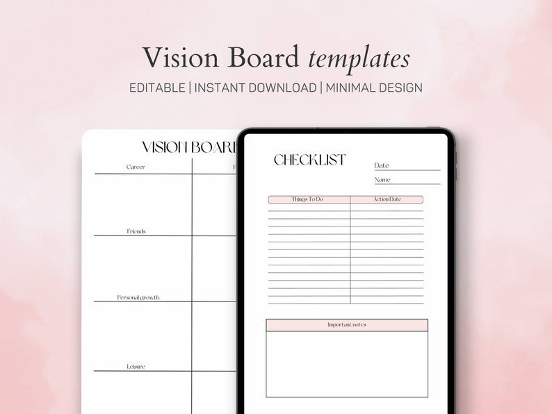 Vision Board Template Bundle, Vision Board Digital, Printable ...