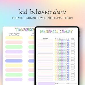Kids Behavior Chart, Editable Behavior Tracker for Kids, Good Behavior ...