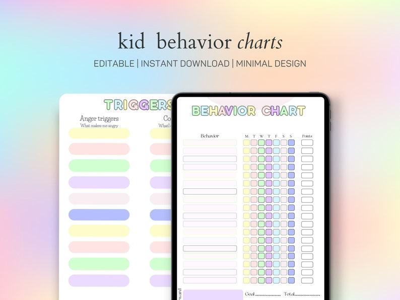 Kids Behavior Chart, Editable Behavior Tracker for Kids, Good Behavior ...