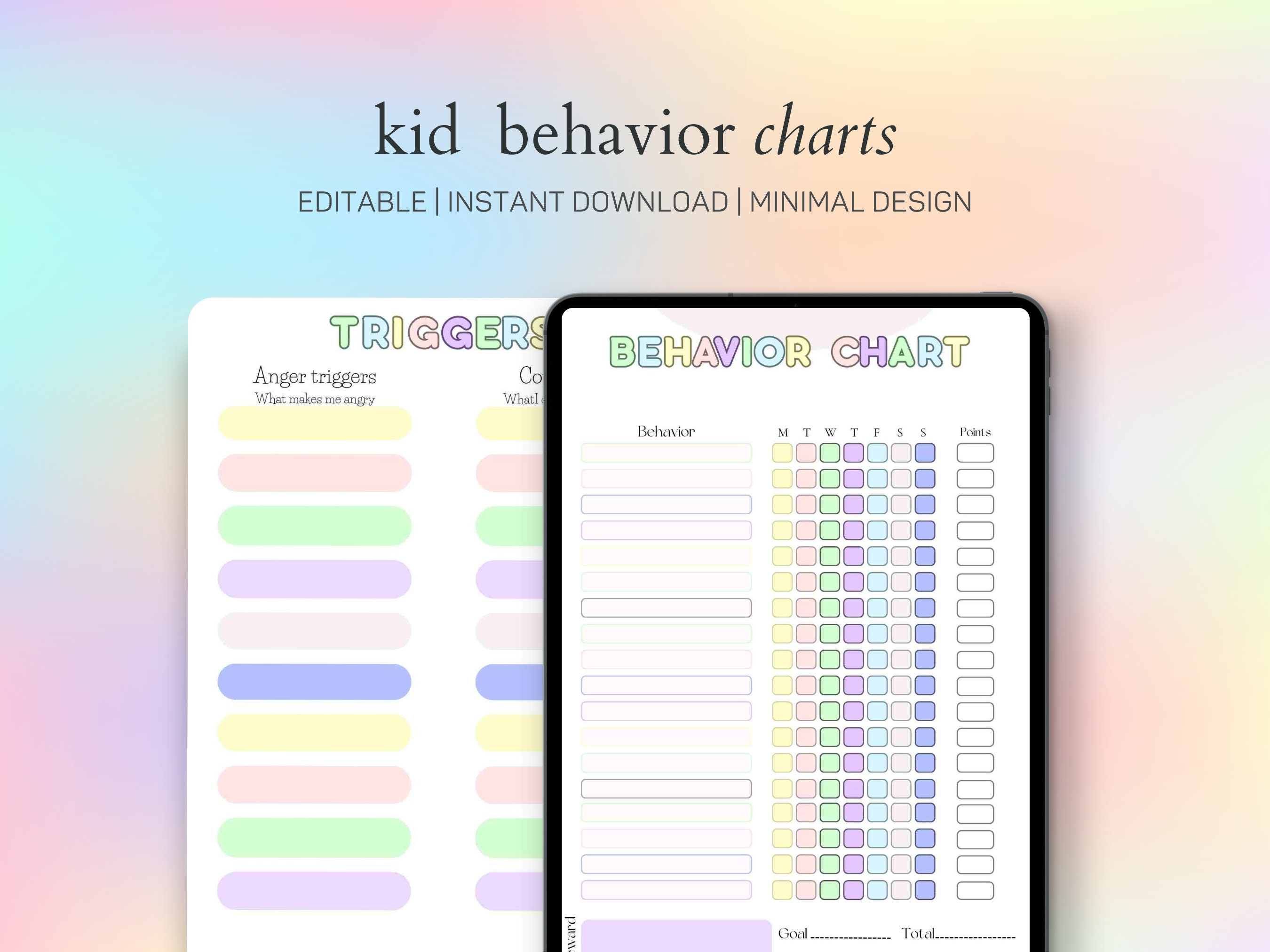 Kids Behavior Chart, Editable Behavior Tracker for Kids, Good Behavior ...