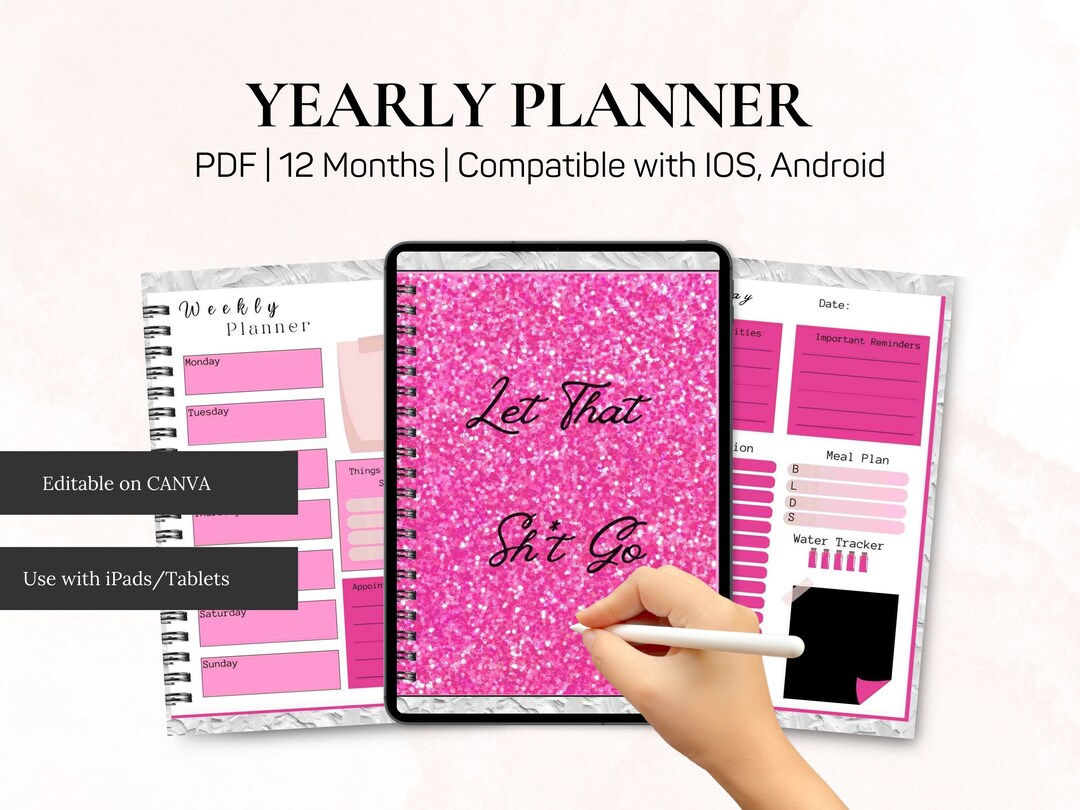 Pink Sparkly All-in-one Planner, Cute Pastel Templates, Girly Planner ...